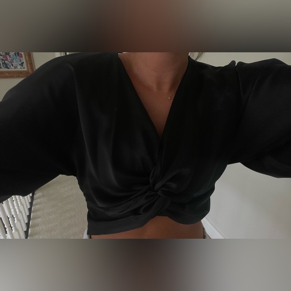 Zara | Tops | Zara Silky Longsleeved Crop Top | Poshmark